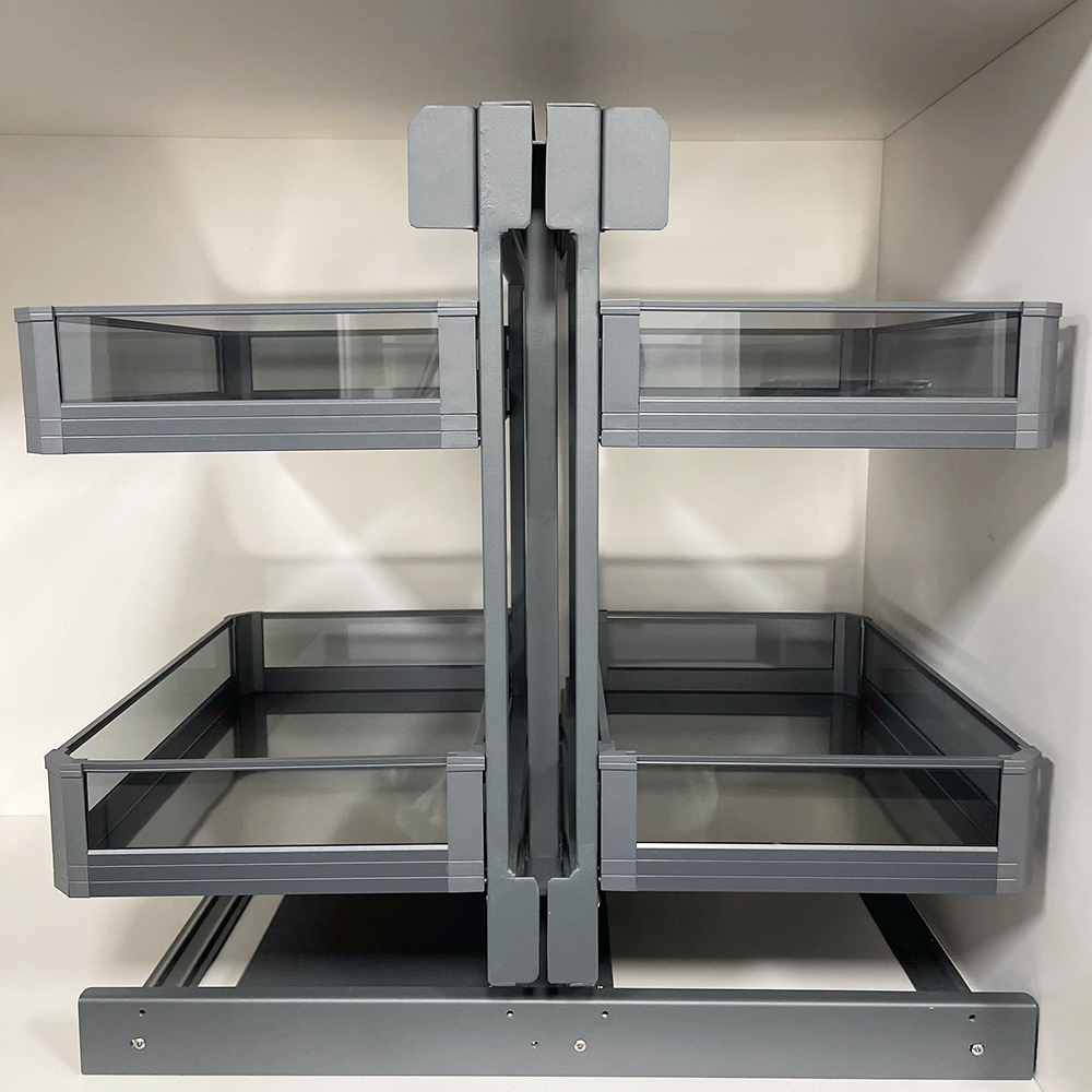 2 Tiers Magic Corner Glass Basket - BENE