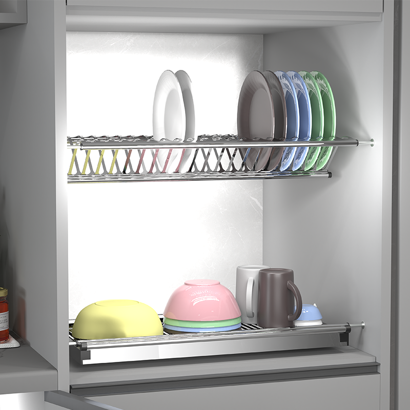 Pull Out 2 Tier Bowl Dish Rack - BENE