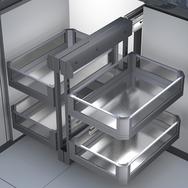 2 Tiers Magic Corner Glass Basket - BENE